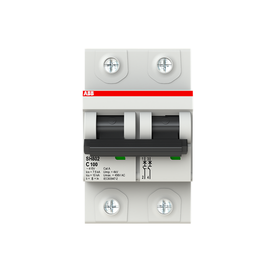 Interruptor termomagnético bipolar In 100. Icu = 10kA Ics = 7,5kA. Curva C – Electricidad Gallardo